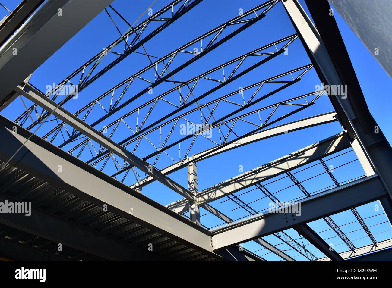 Structural members of steel frame commercial building under ...