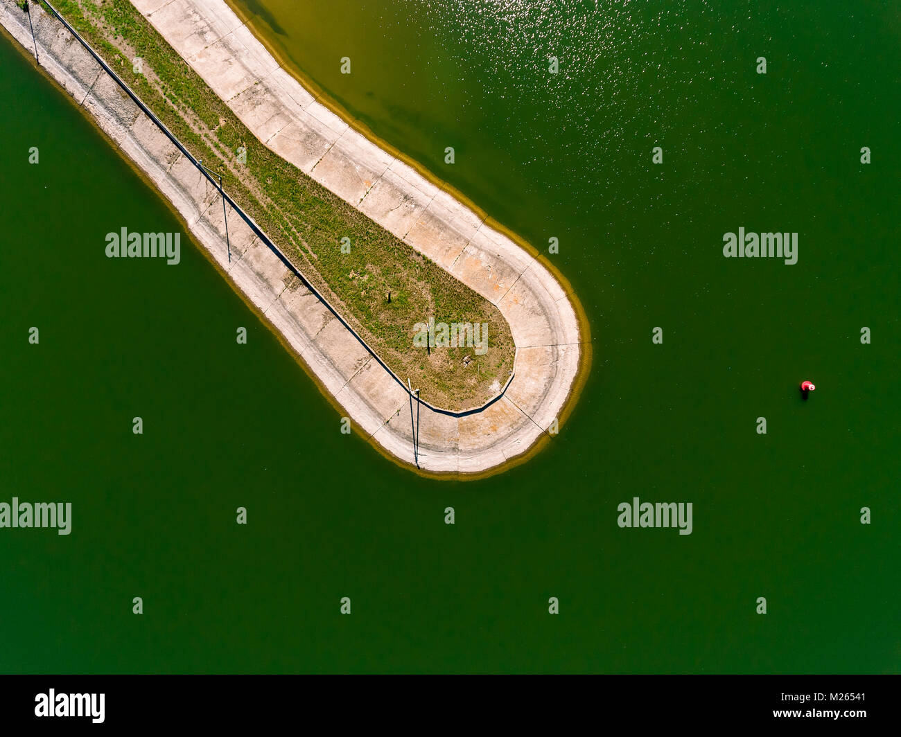 Aerial view breakwater at sea, pier, groyne, dock, view from above ...