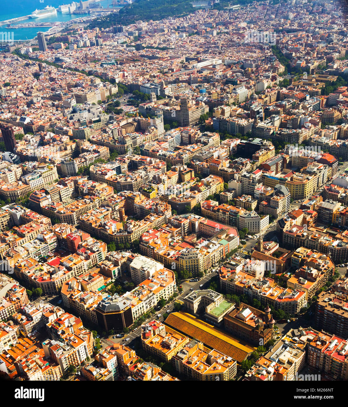 Aerial view at residential quarters of Barcelona in sunny day Stock ...