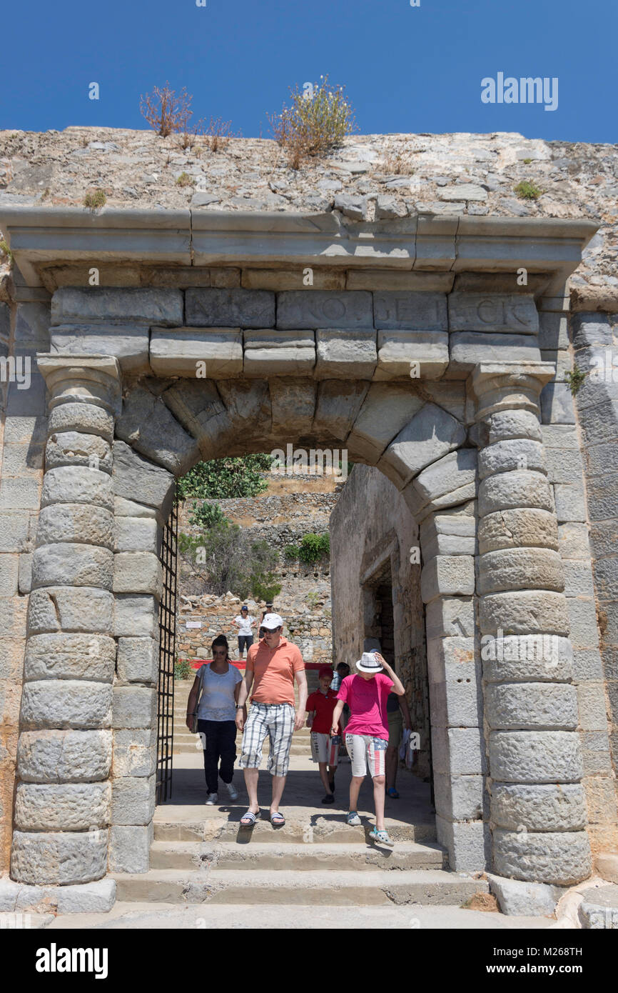 Main gate at Spinalonga (Kalydon) Island, Elounda, Lasithi Region ...