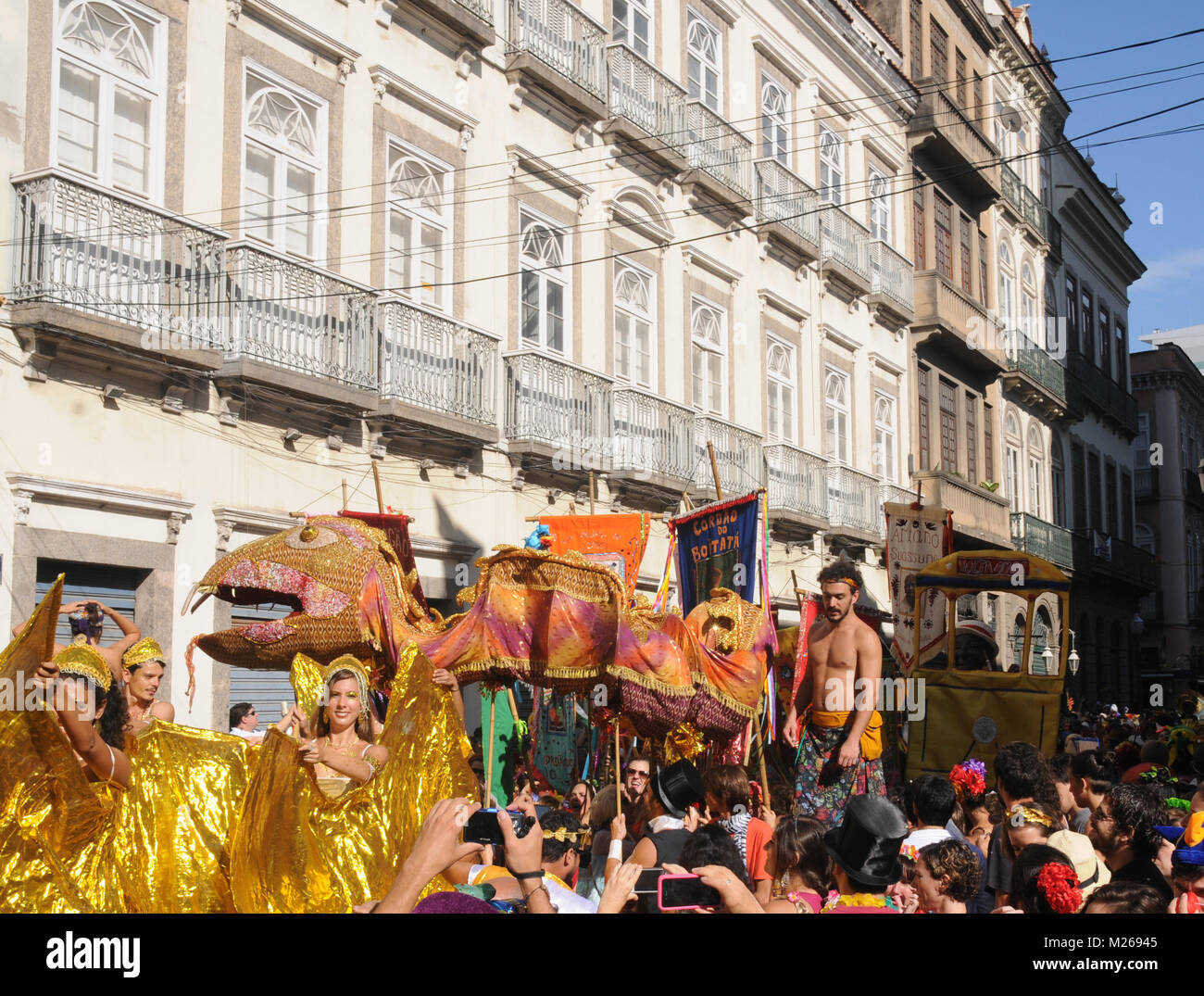 Rio de Janeiro, Foliões crowd the streets of the city center during the ...