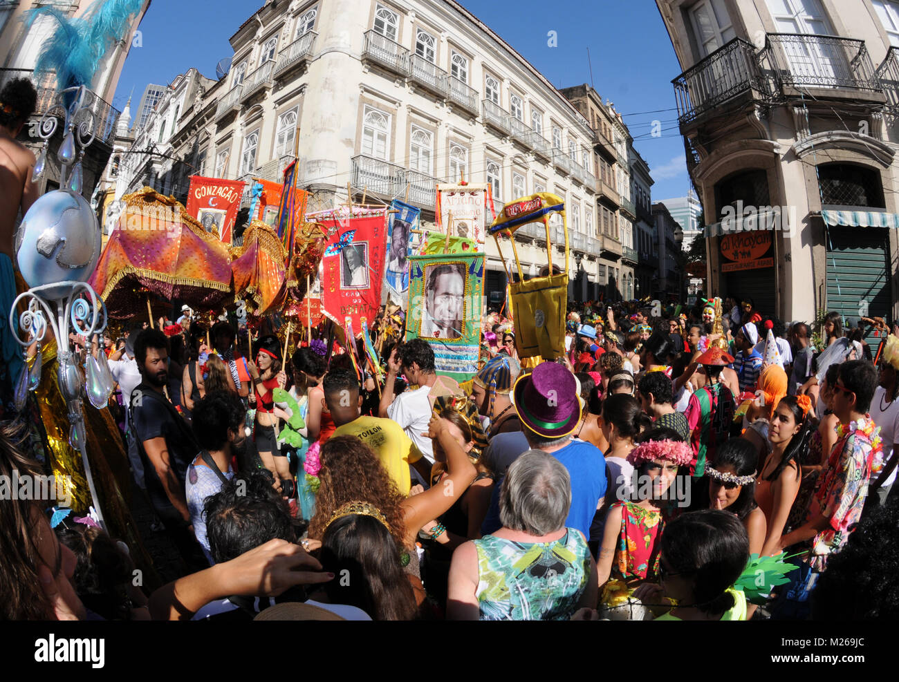 Rio de Janeiro, Foliões crowd the streets of the city center during the ...