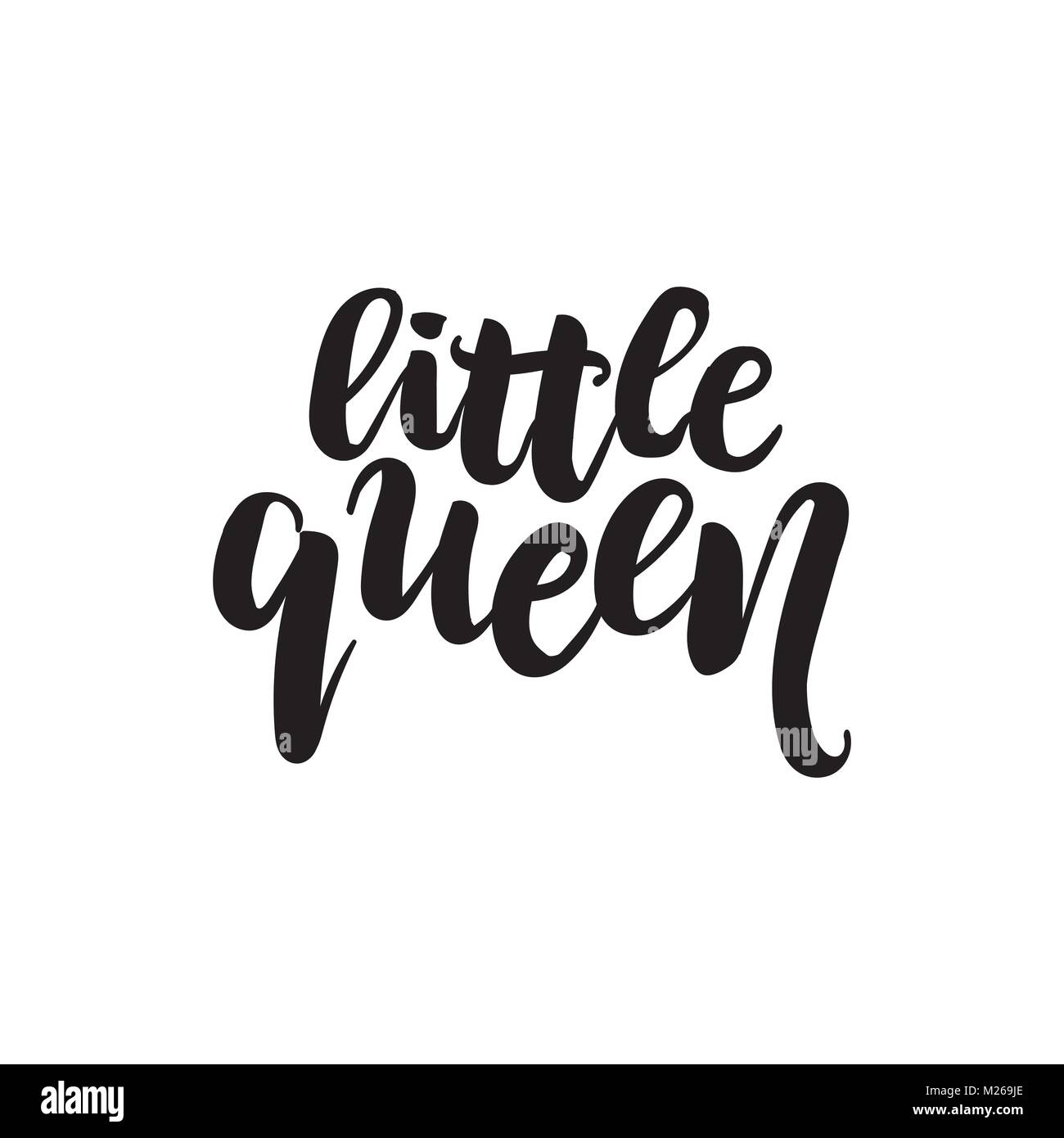 Vector illustration of little Queen text for girls clothes. Kids badge ...