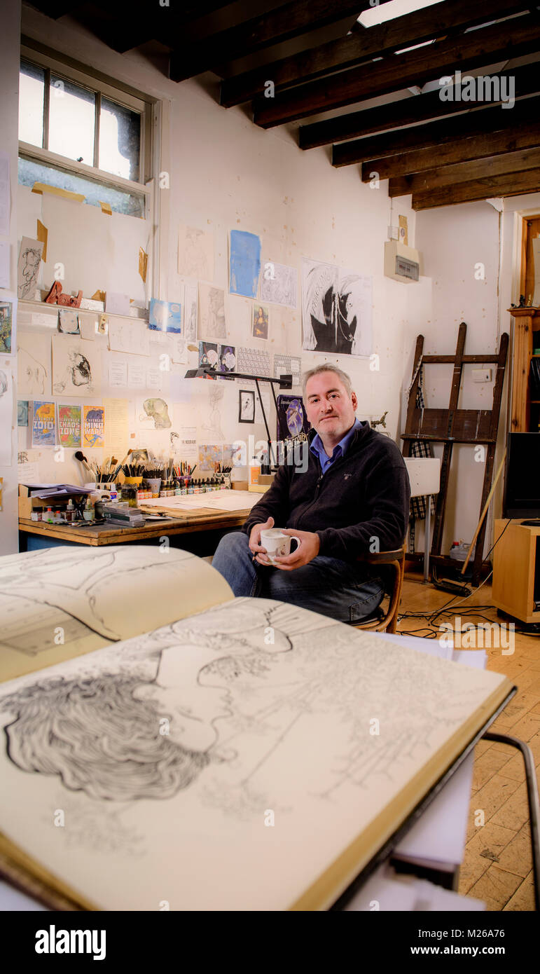 Illustrator and political cartoonist Chris Riddell at his Brighton ...