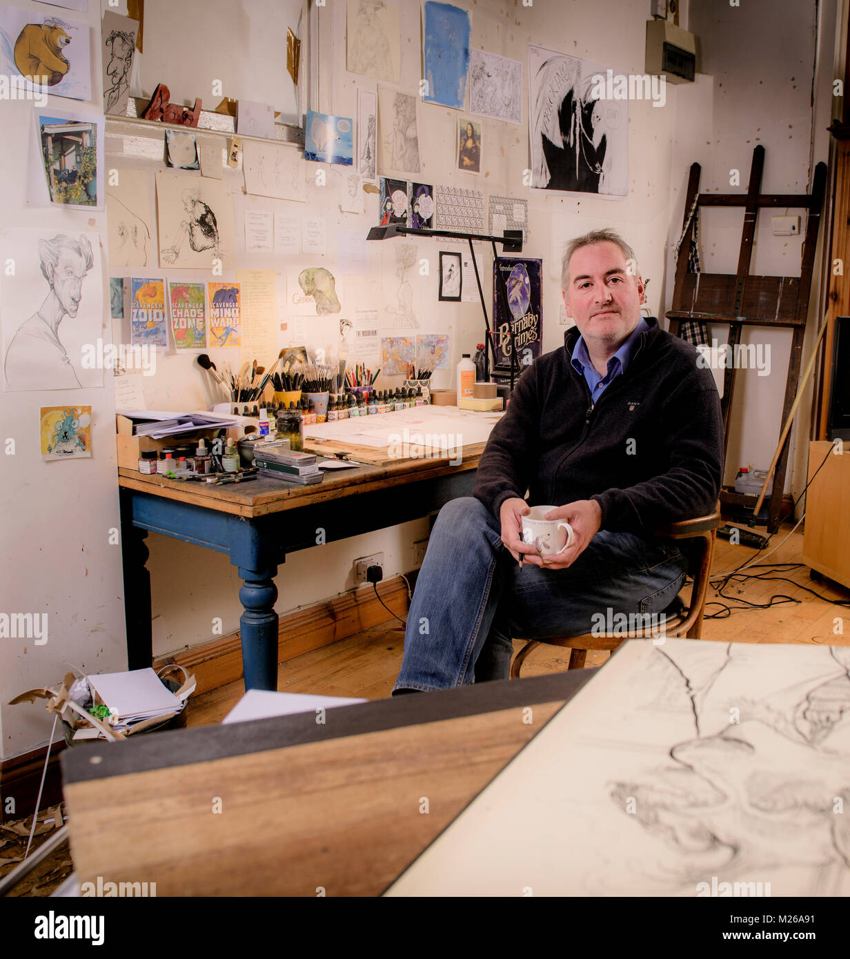 Illustrator and political cartoonist Chris Riddell at his Brighton ...