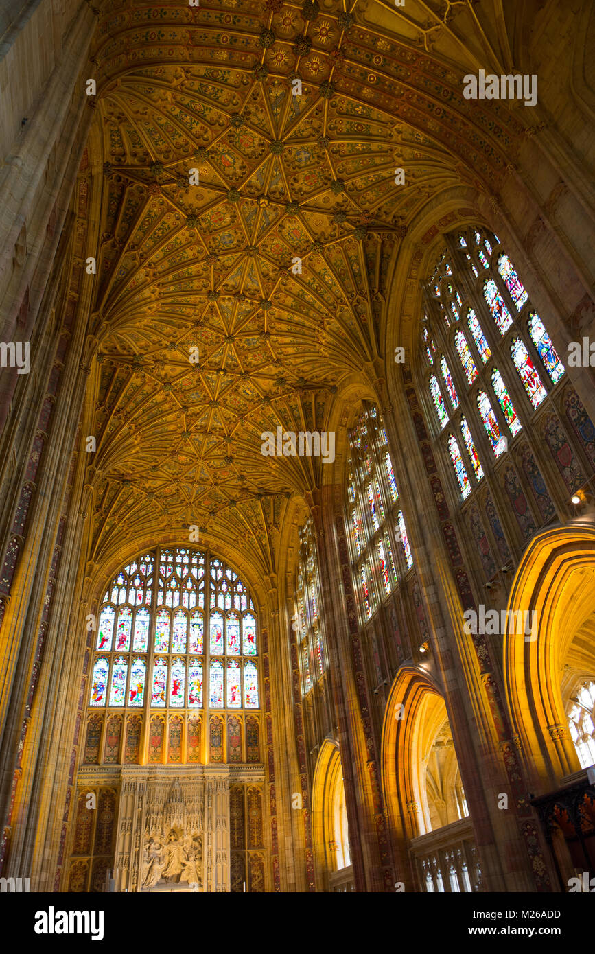 Inside the nave of the Church of St Mary the Virgin Sherborne Abbey ...