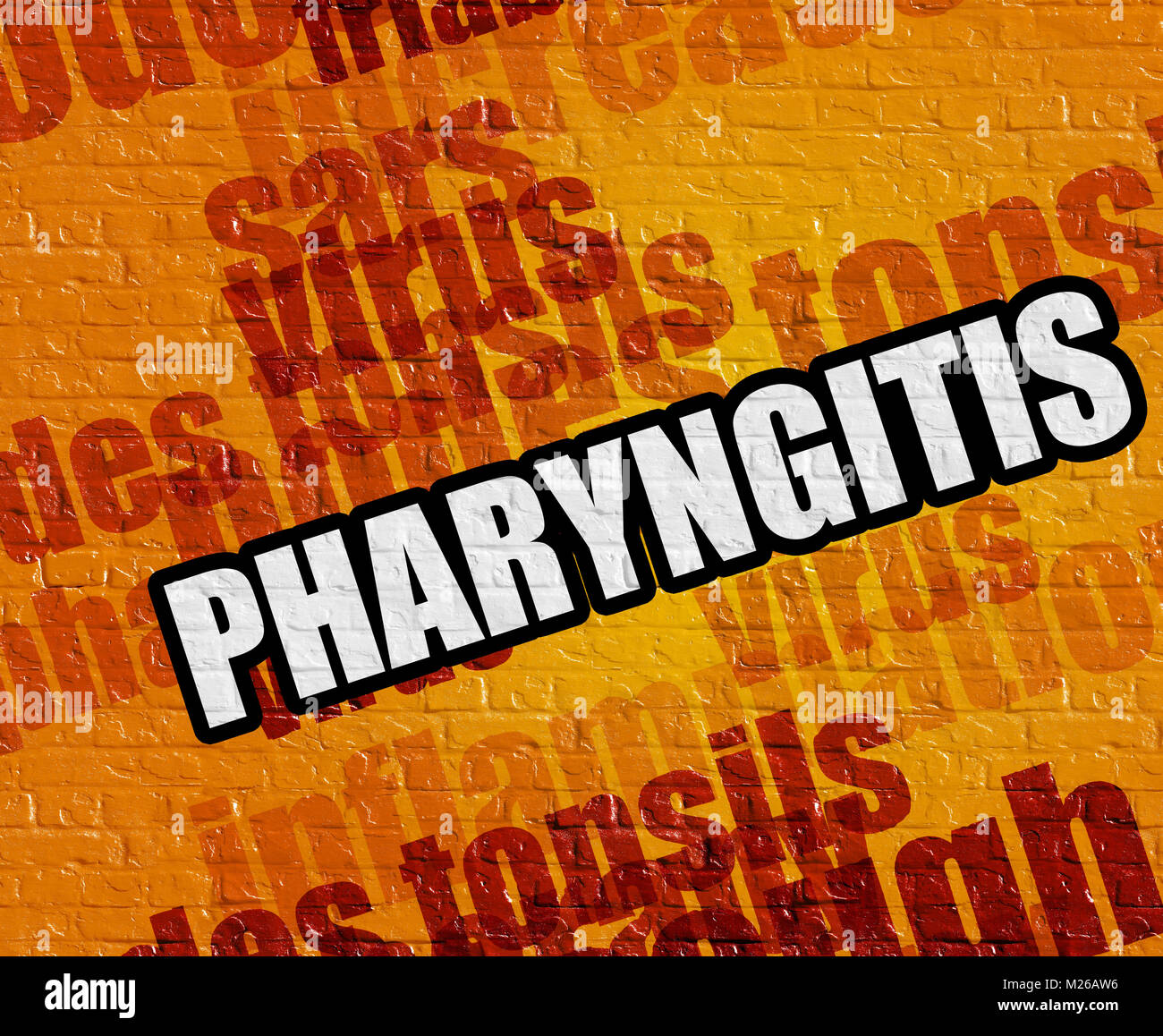 Modern medical concept: Pharyngitis on Yellow Brick Wall Stock Photo ...