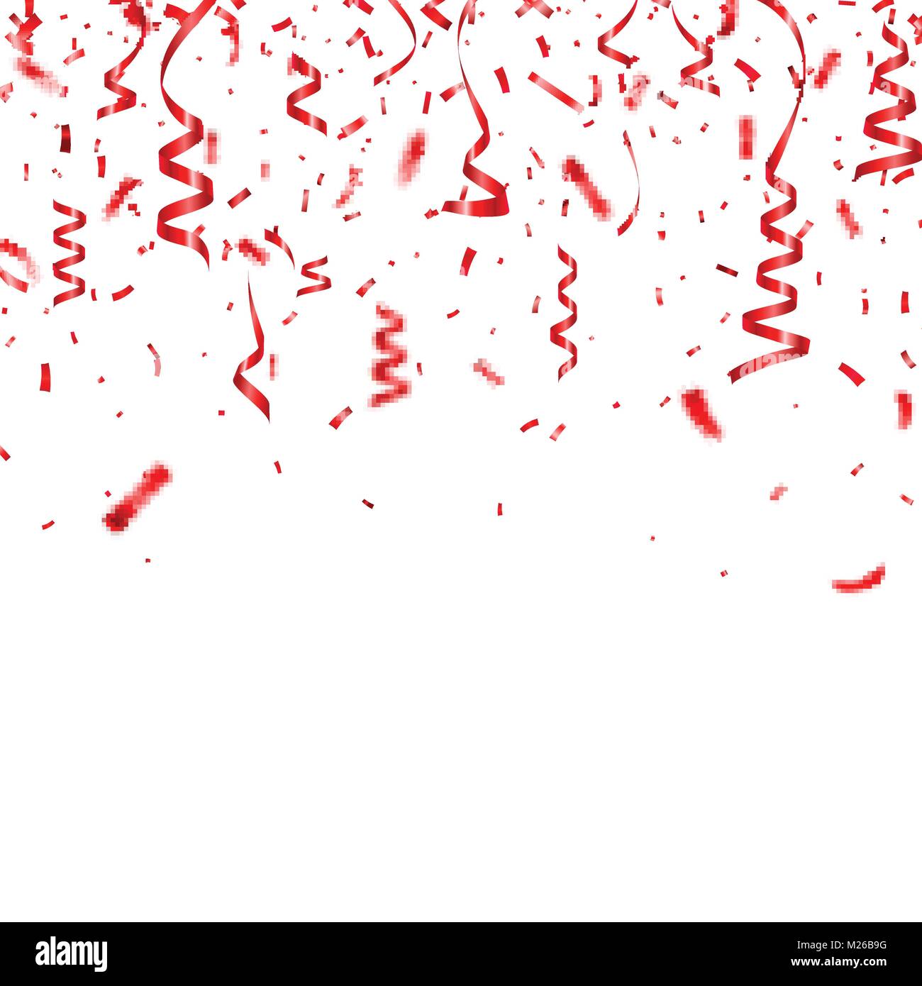 Christmas, Valentine s day red confetti with ribbon on transparent ...