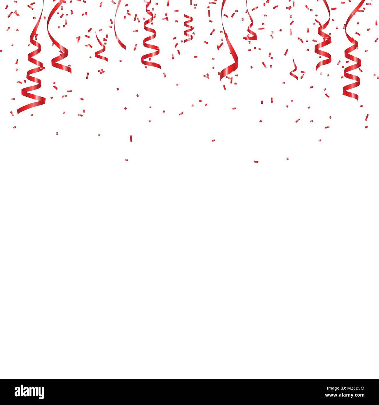 Christmas, Valentine s day red confetti with ribbon on transparent ...