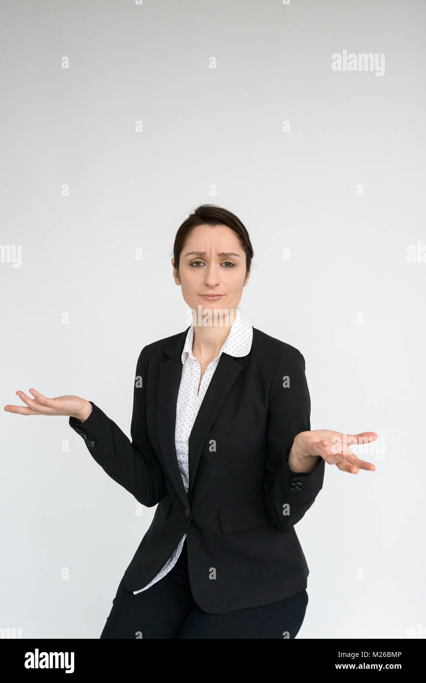 a professional, smartly dressed attractive woman with facial expression ...