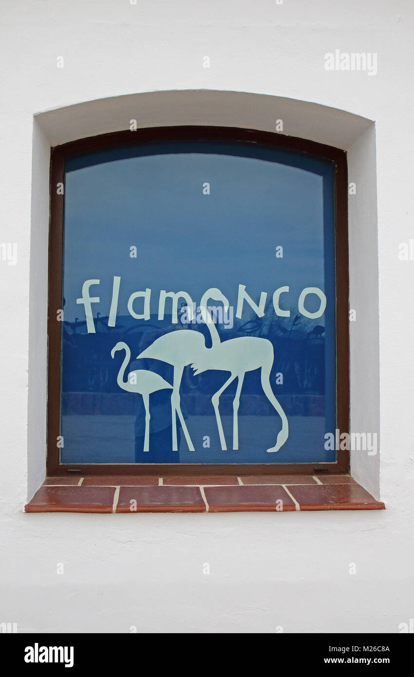 Flamingo window decoration at Jose Antonio Valverde visitor centre ...