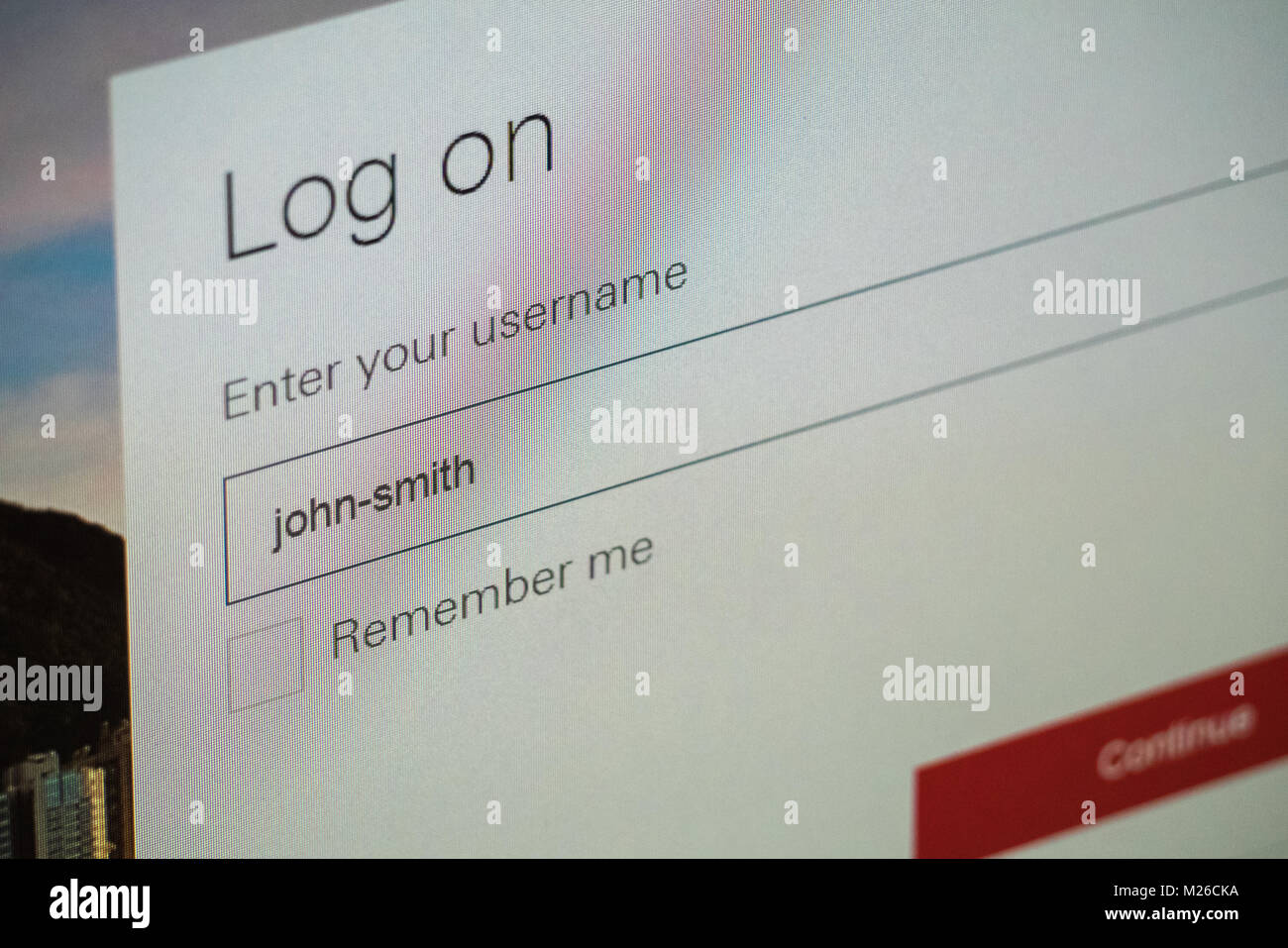 web page log on page Stock Photo - Alamy