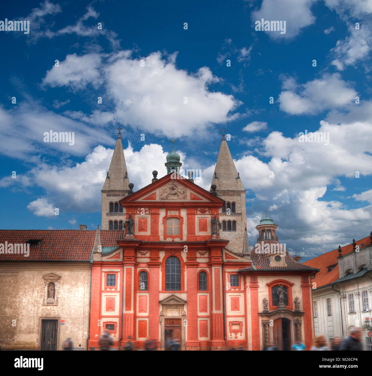 Scenic summer panorama of the Old Town architecture with Vltava river ...