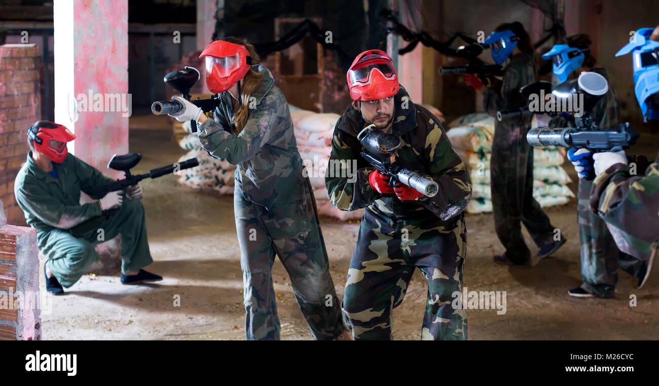 happy players of red team are ready for attack on battlefield Stock ...