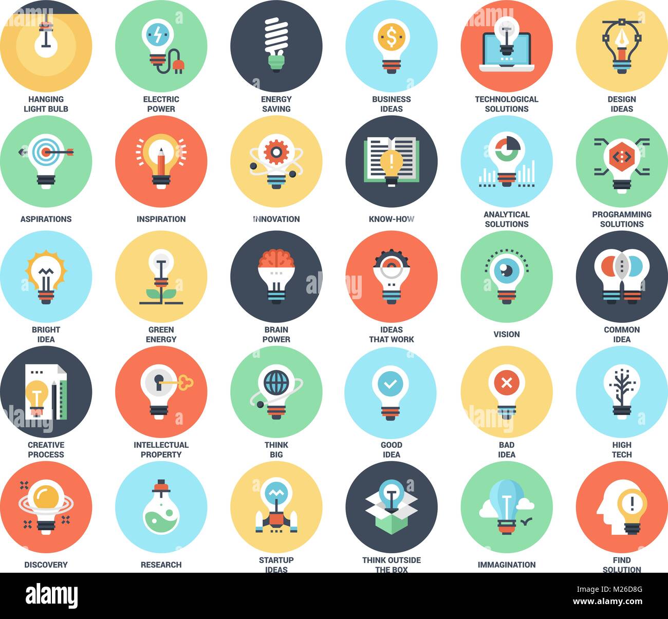 Line light bulbs icons Stock Vector Images - Alamy