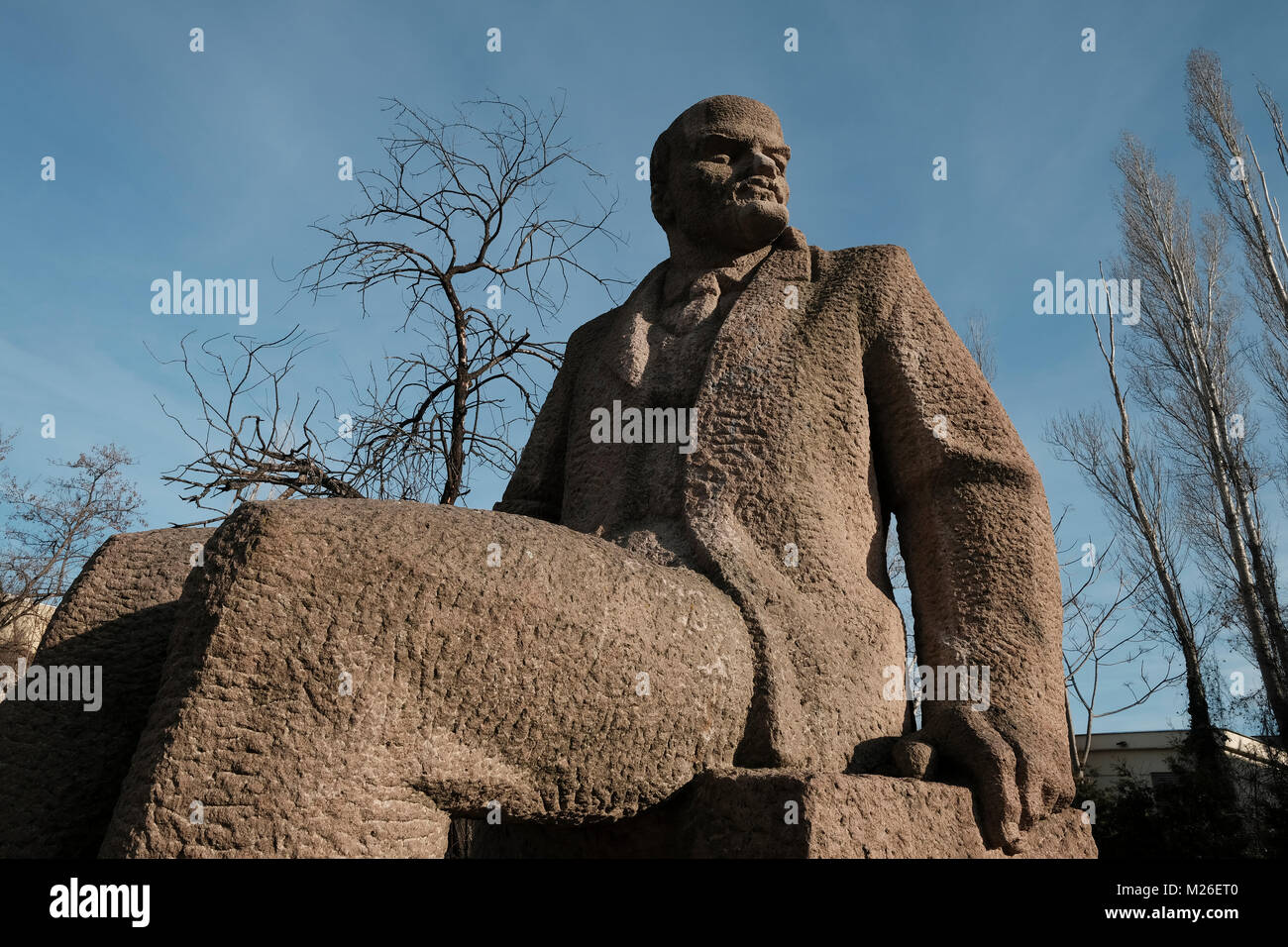 A Soviet-era sculpted figure of Vladimir Lenin in front of the Museum ...