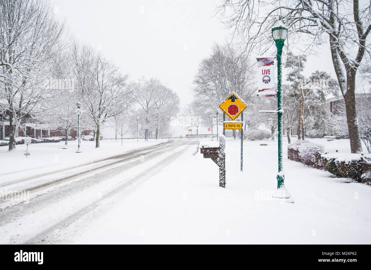 Driving safely on winter roads in Michigan Stock Photo - Alamy