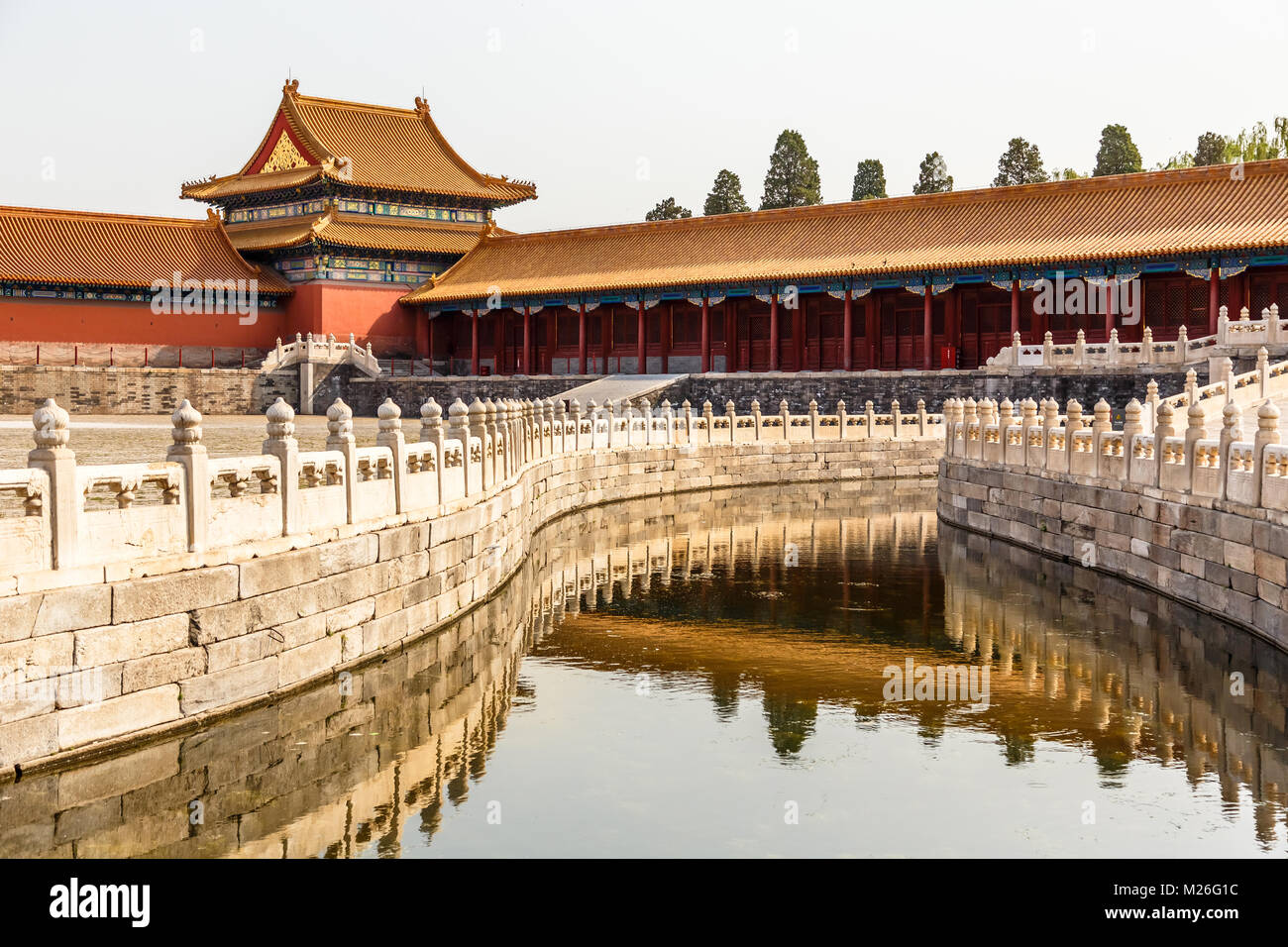 One of the Inner yards in the emperor forbidden city wit moat, stone ...
