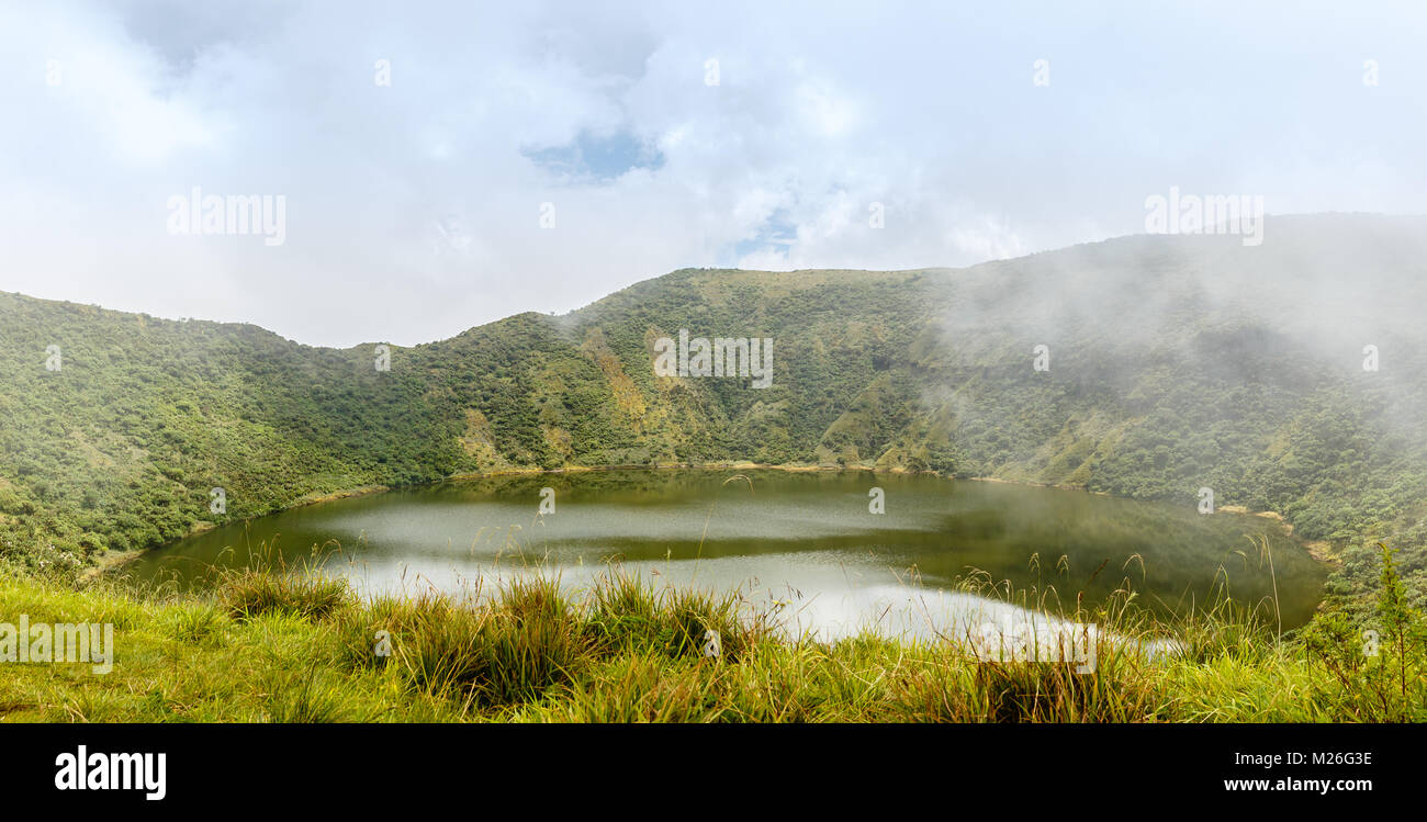 Lake inside Bisoke volcano crater, Virunga volcano national park ...