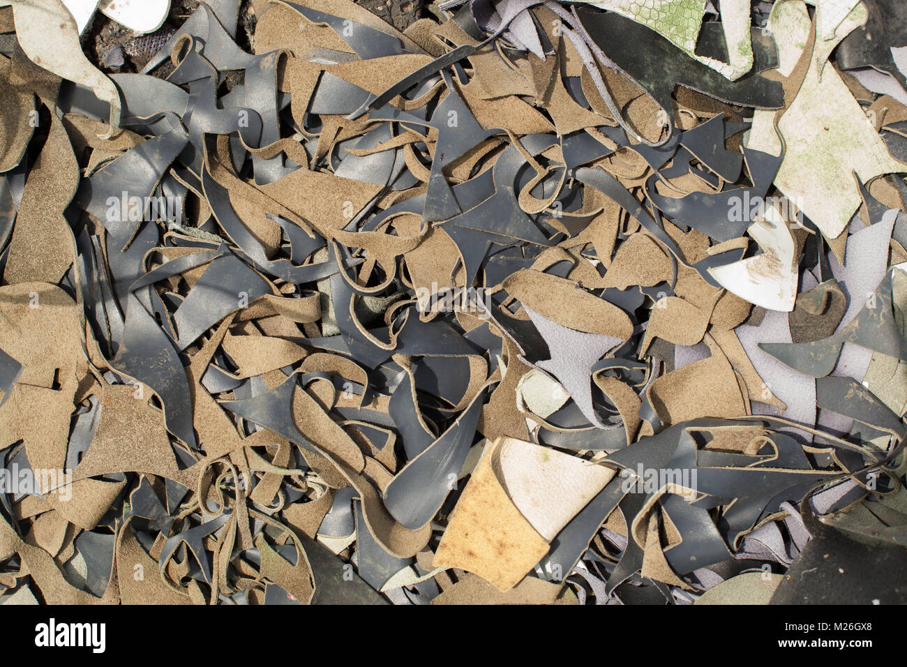 Assorted pieces of skin Leather Garbage. Waste. Refuse Stock Photo - Alamy