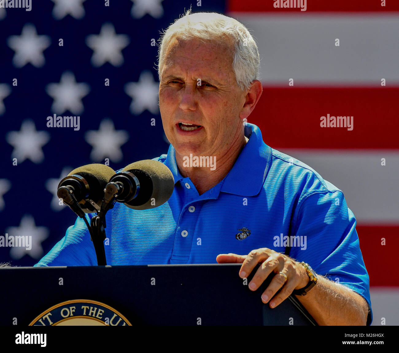 Vice President Mike Pence addresses the crowd at Senator Joni Ernst's ...