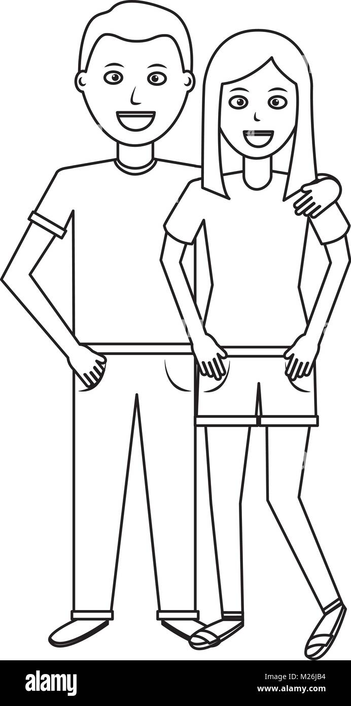 Hugging boyfriend outline hi-res stock photography and images - Alamy