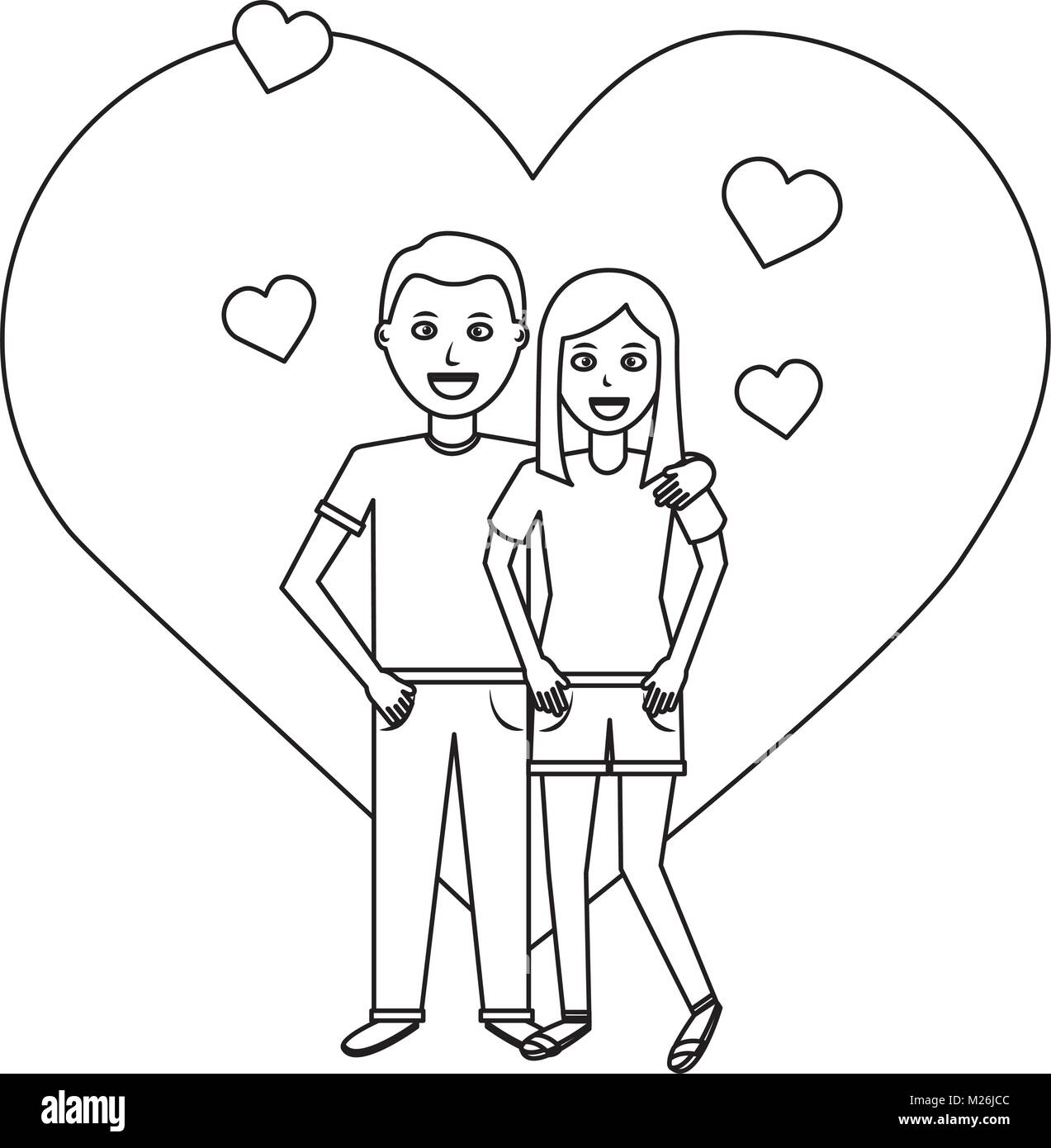 Hugging boyfriend outline hi-res stock photography and images - Alamy