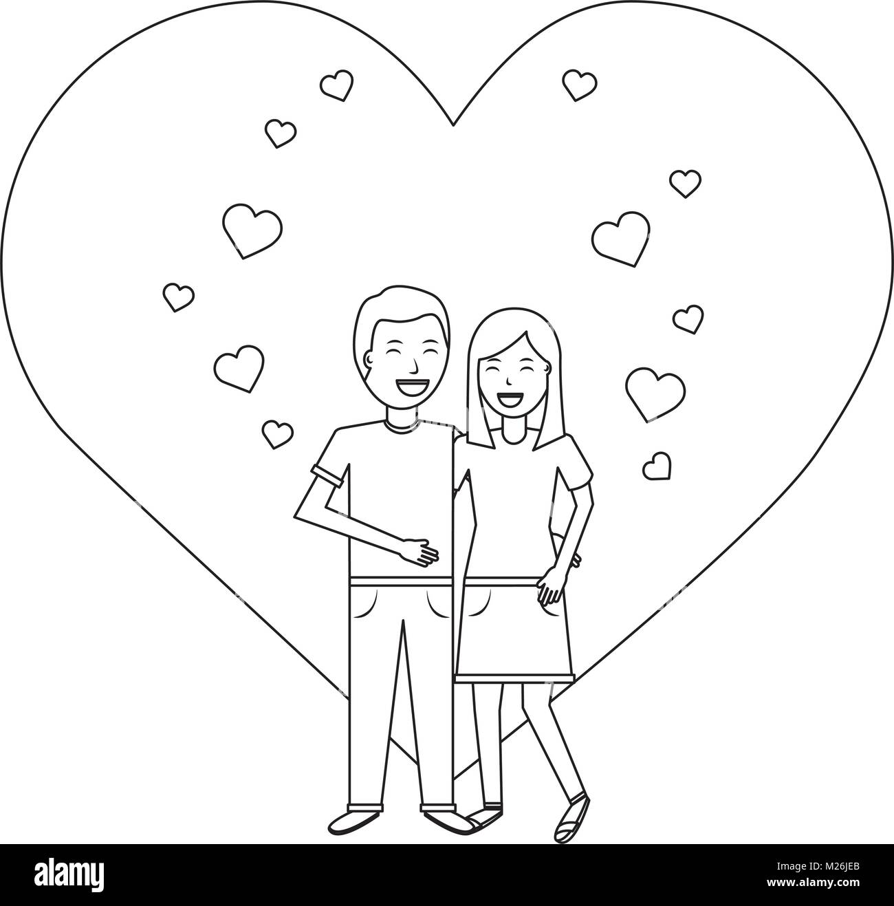 Hugging boyfriend outline Black and White Stock Photos & Images - Alamy