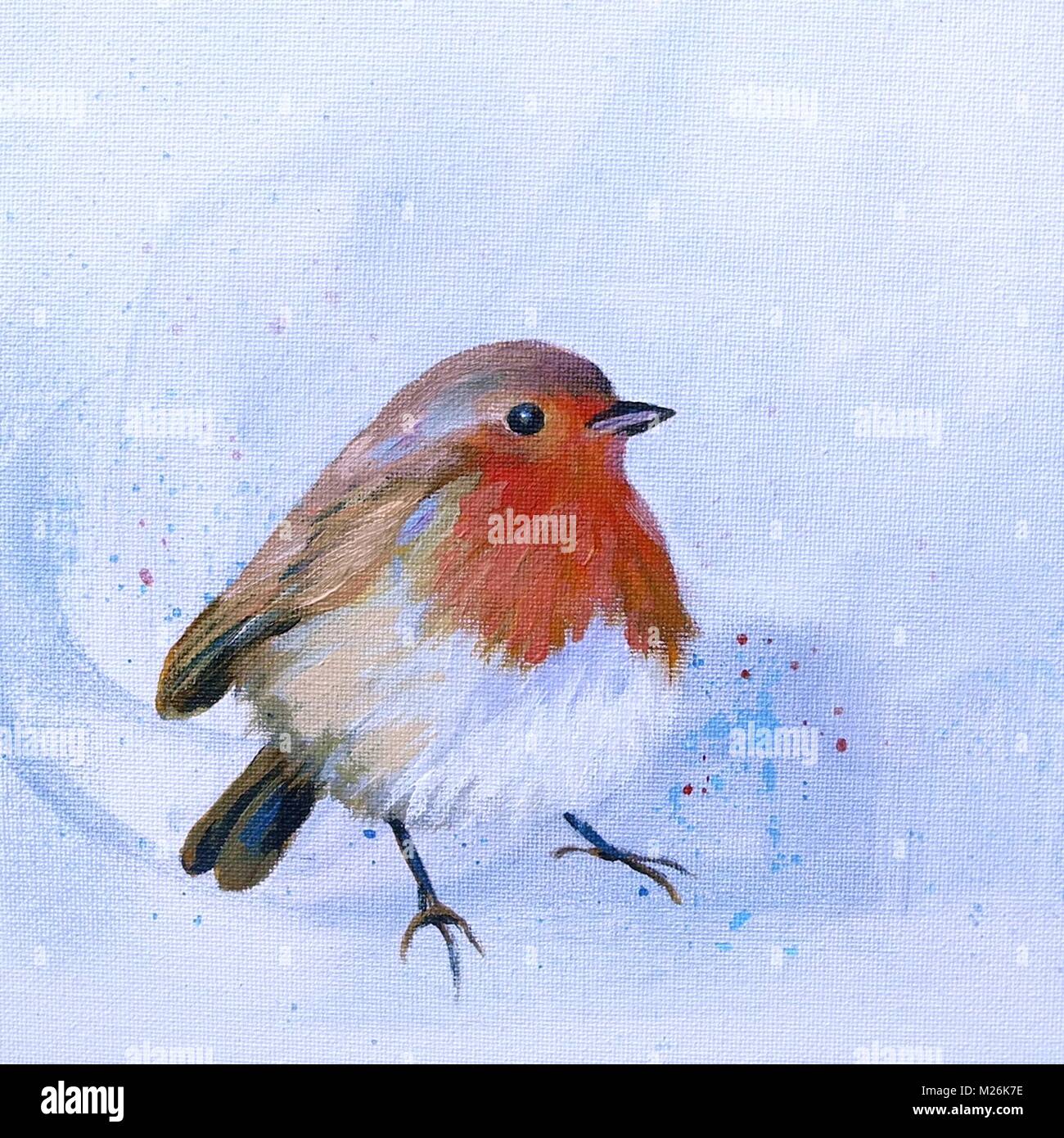 Winter robin painting hi-res stock photography and images - Alamy