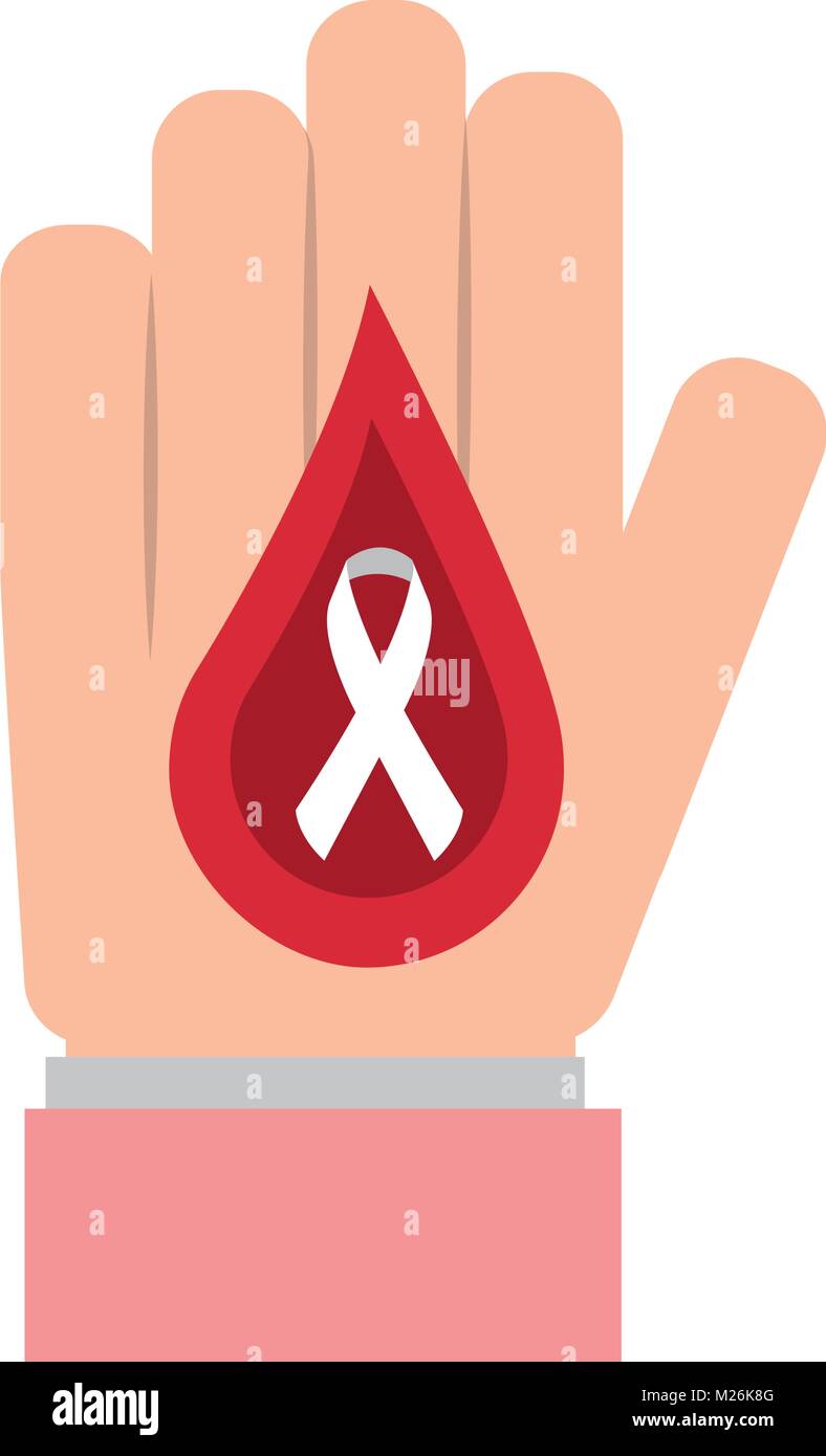 hand with drop blood and ribbon medical Stock Vector Image & Art - Alamy