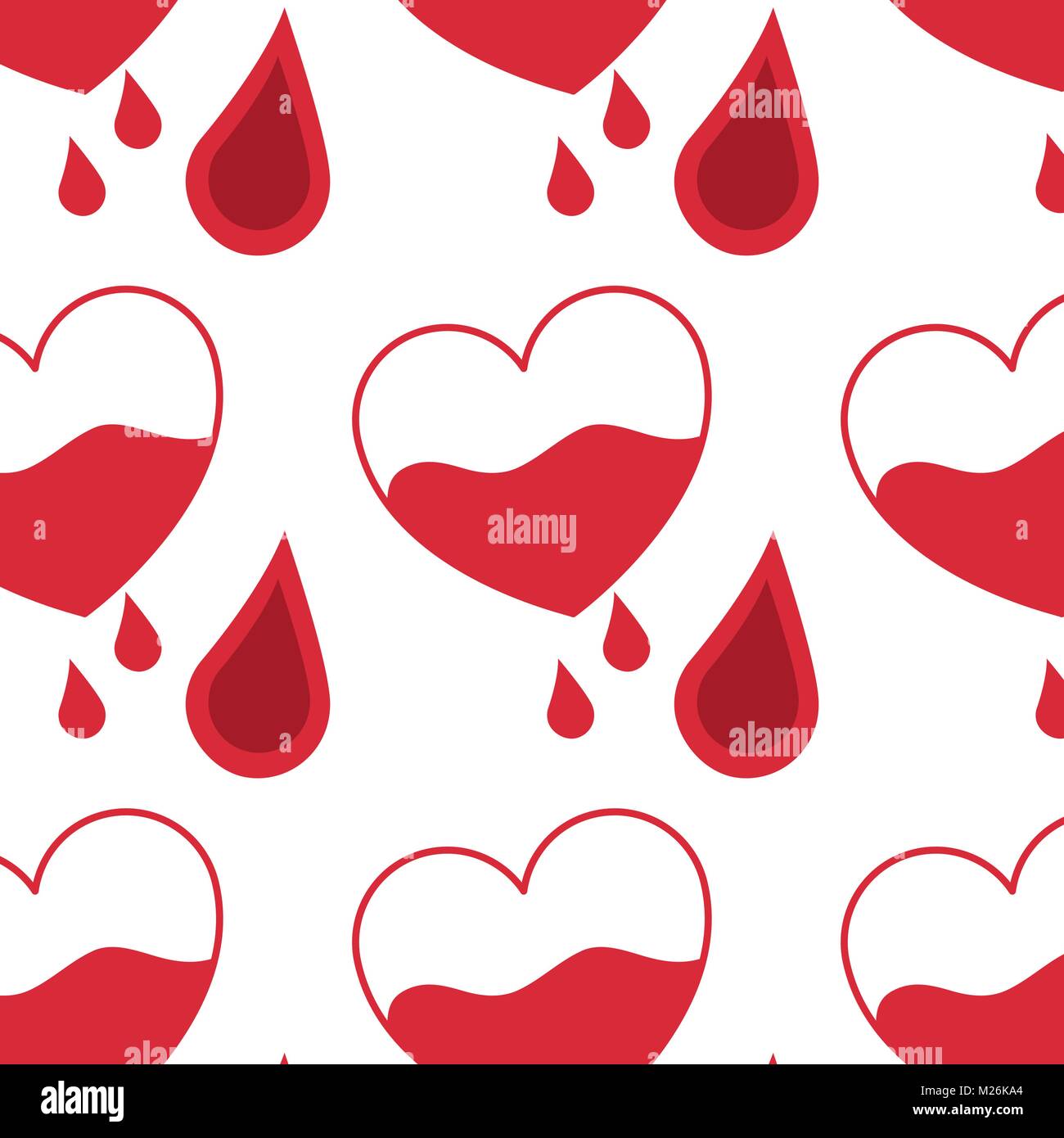 seamless pattern red heart blood drops healthcare Stock Vector Image ...
