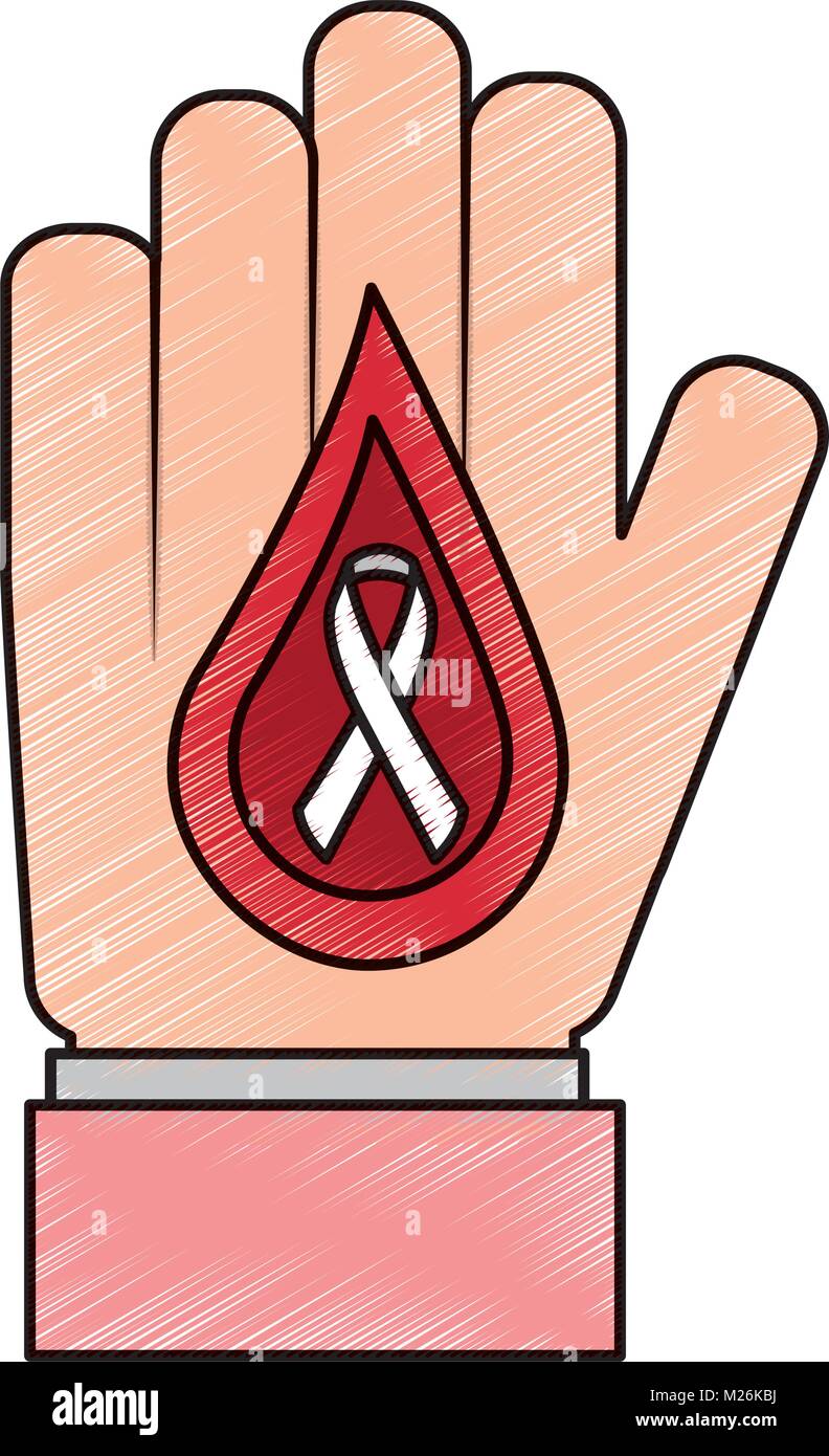 hand with drop blood and ribbon medical Stock Vector Image & Art - Alamy