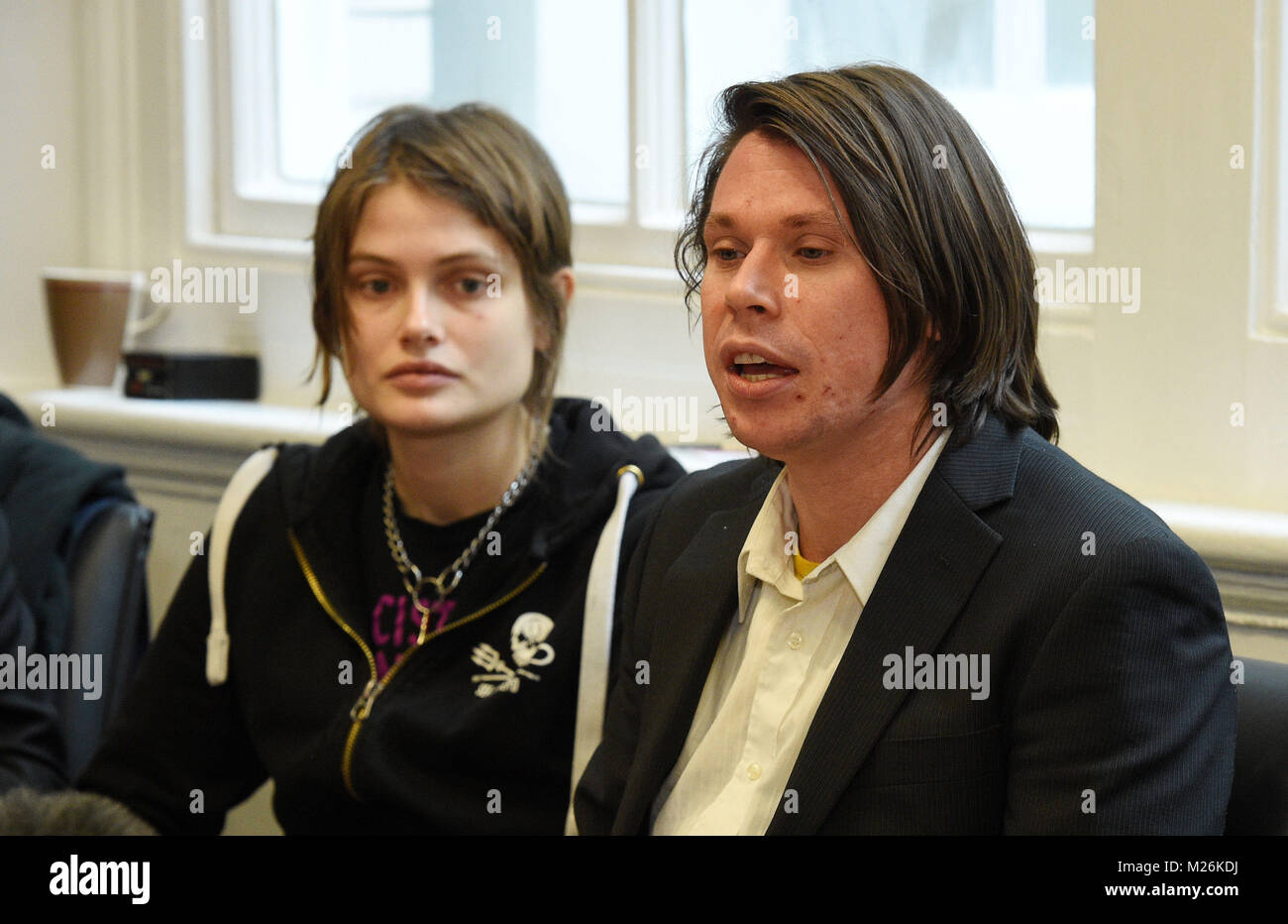 Alleged computer hacker Lauri Love speaking at a press conference in ...