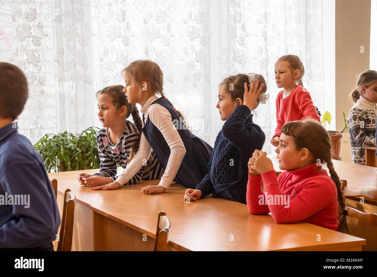 CHAPAEVSK, SAMARA REGION, RUSSIA - JANUARY 31, 2018: School kids of ...