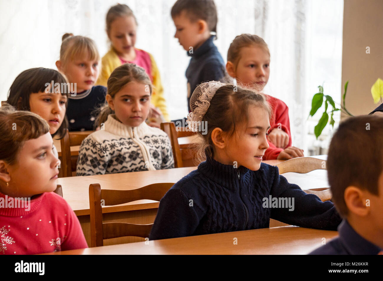 CHAPAEVSK, SAMARA REGION, RUSSIA - JANUARY 31, 2018: School kids of ...