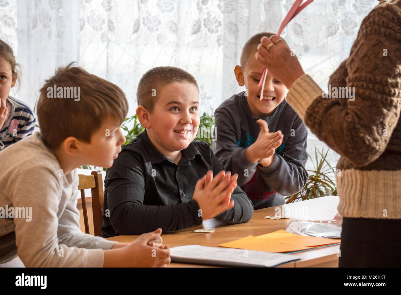 CHAPAEVSK, SAMARA REGION, RUSSIA - JANUARY 31, 2018: School kids of ...
