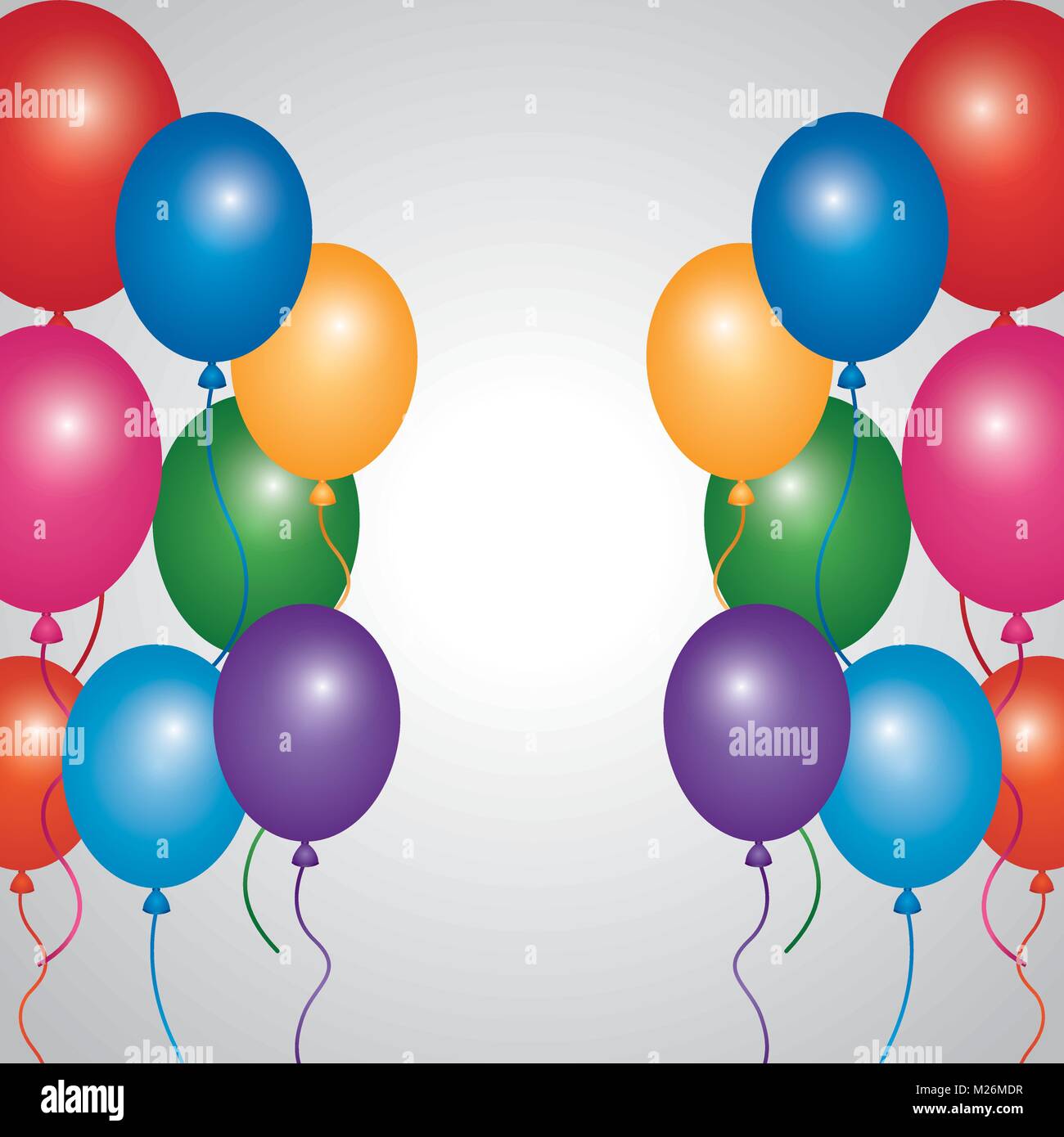 multicolored glowing balloons decoration festive party Stock Vector ...