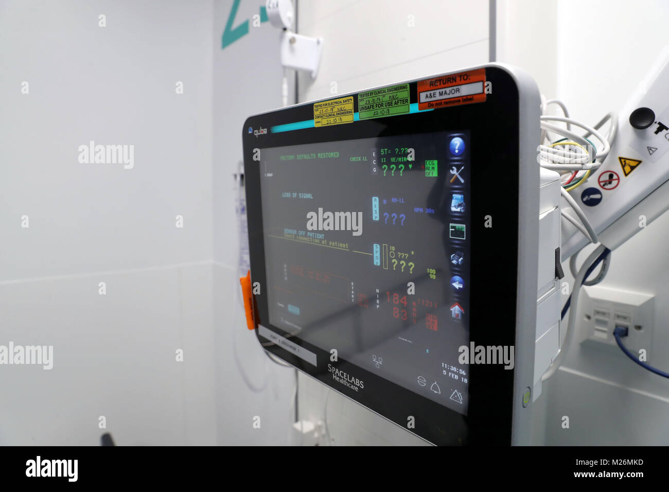 A general view of a monitor in the emergency unit at Kingston Hospital ...