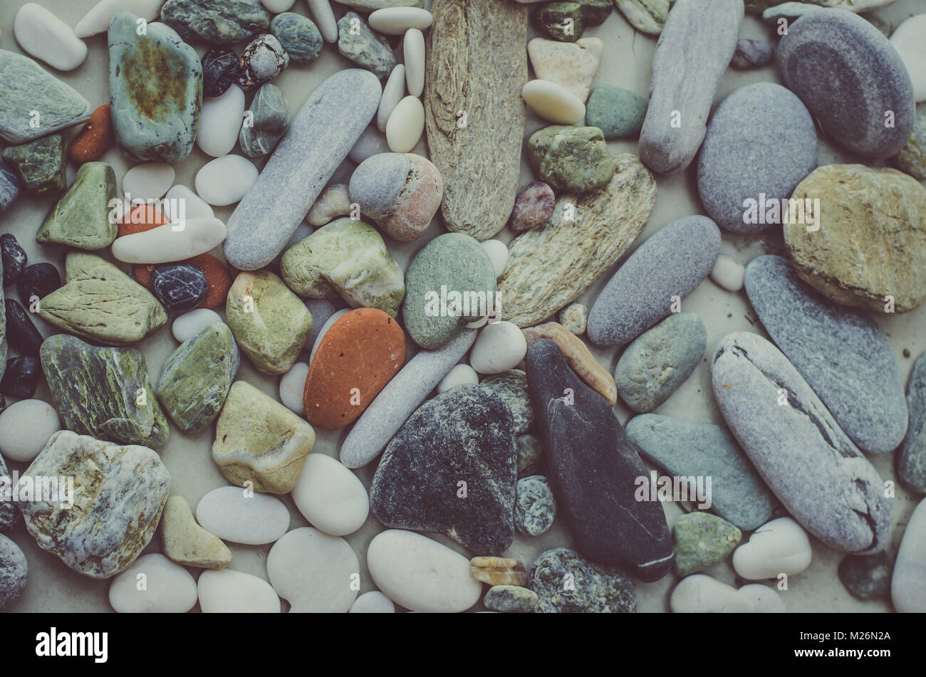 group of sea pebble background top view Stock Photo - Alamy