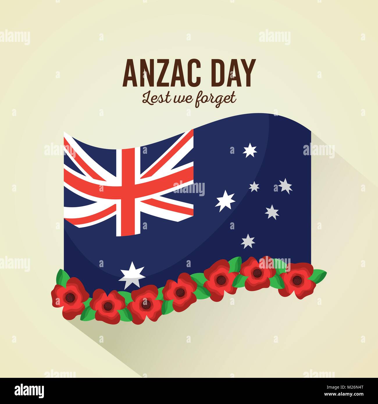 anzac day lest we forget poster flag flowers celebration Stock Vector ...