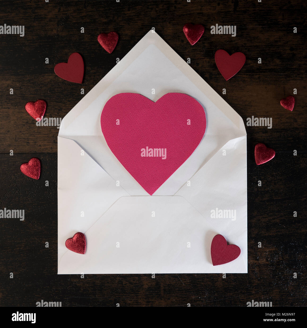 Love letter envelope with red heart hand crafted love letter with red ...