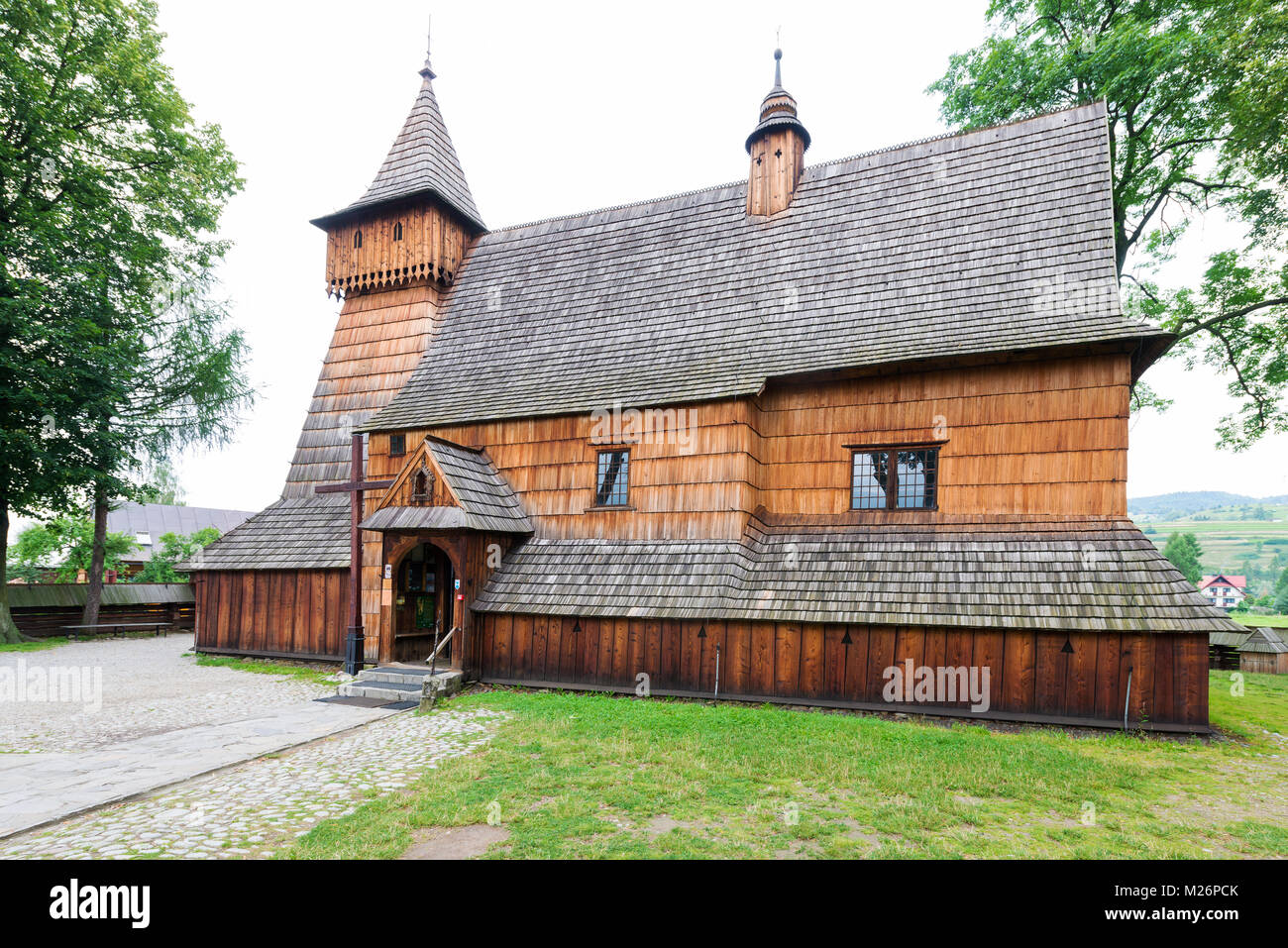 Old Gothic wooden Church of St. Michael the Archangel in Debno ...