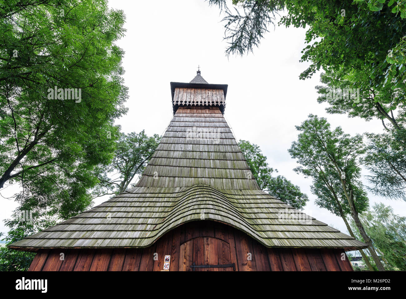Old Gothic wooden Church of St. Michael the Archangel in Debno ...