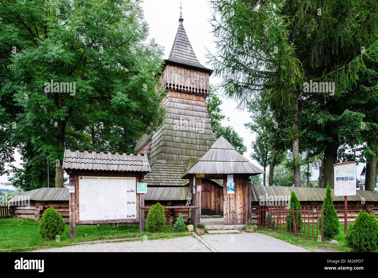 Old Gothic wooden Church of St. Michael the Archangel in Debno ...