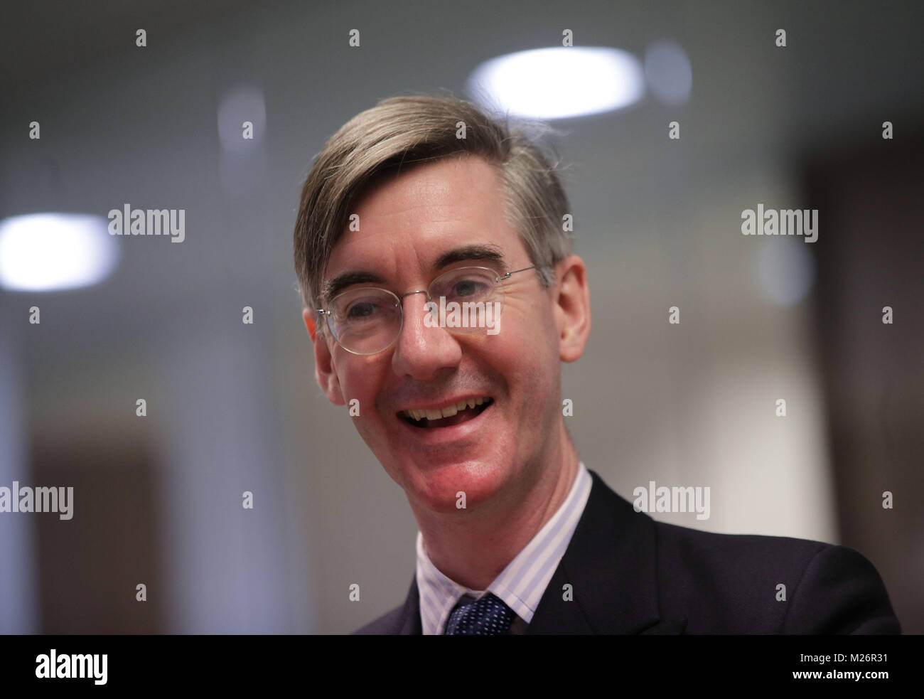 Conservative MP Jacob Rees-Mogg speaking to postgraduate journalism ...