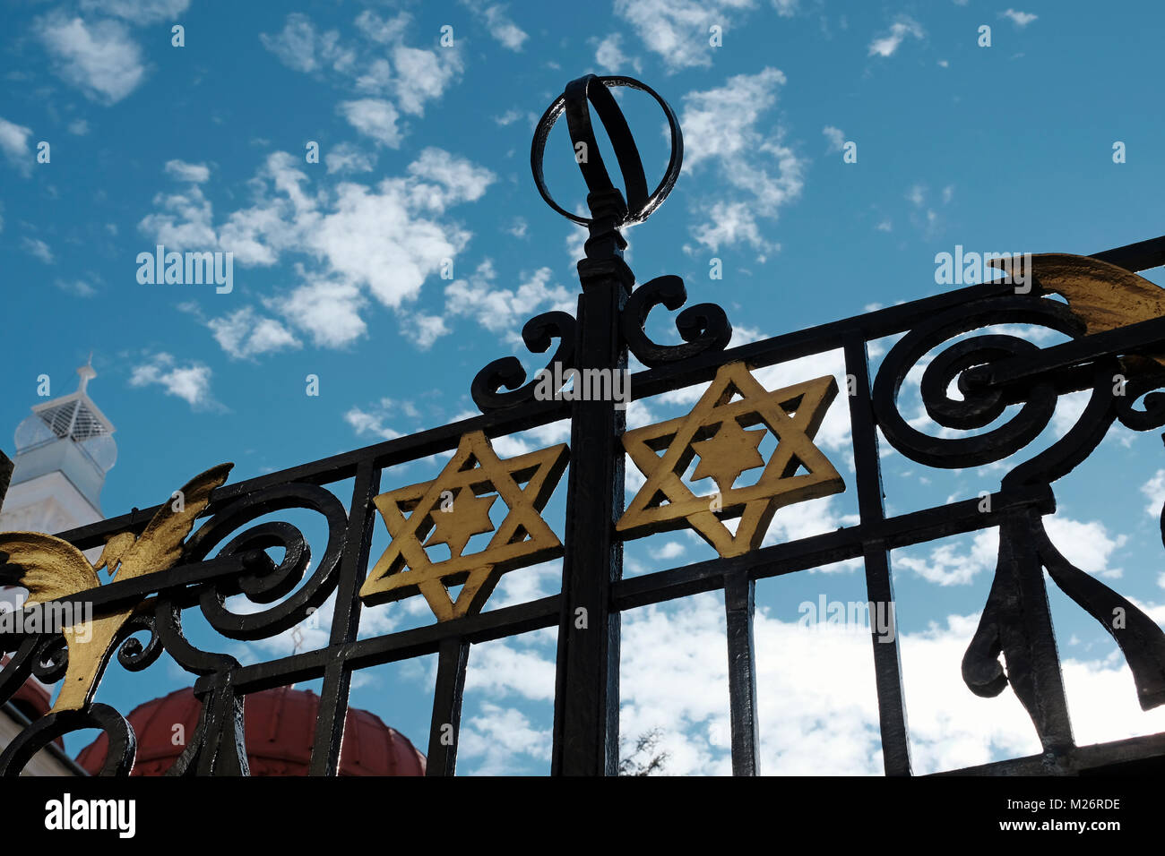 the Jewish Star of David decorates the entrance gate to the Sofia ...