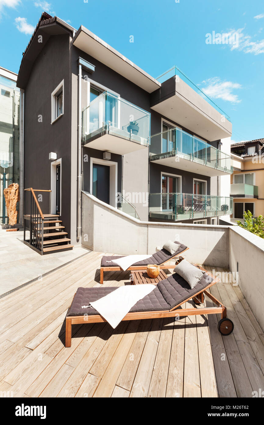 beautiful modern house, view from the terrace Stock Photo - Alamy