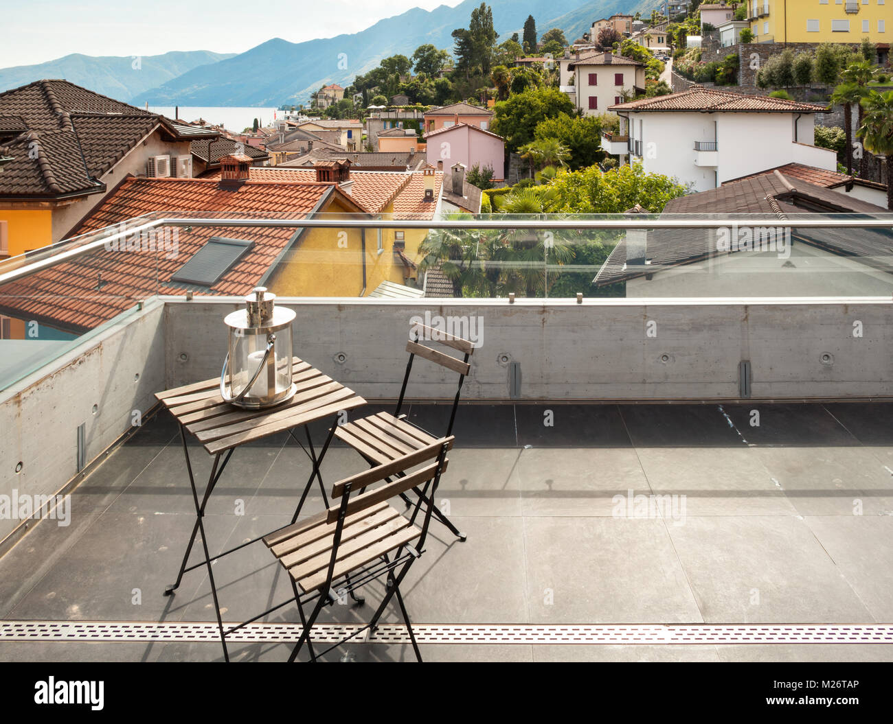 Modern house, outdoor, view from the balcony Stock Photo - Alamy
