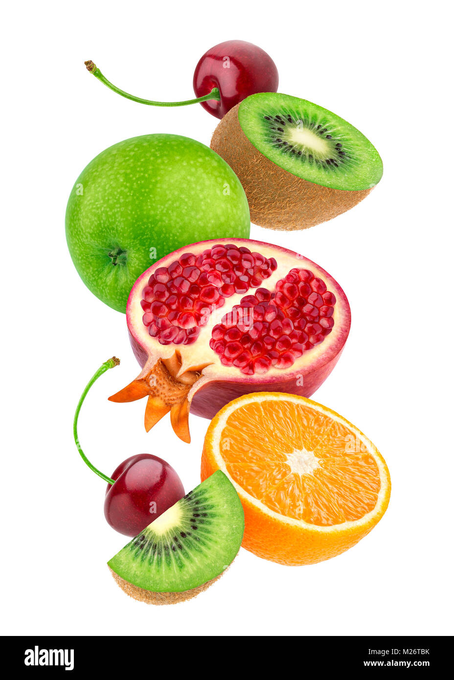 Falling fruits isolated on white background Stock Photo - Alamy