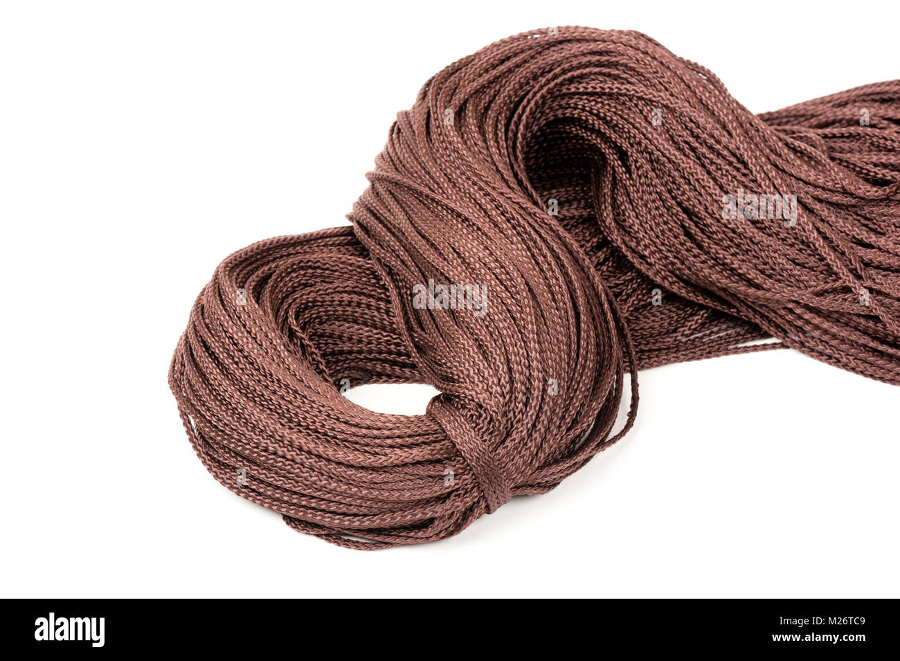 closeup brown polyester rope, Synthetic fibres rope Stock Photo - Alamy